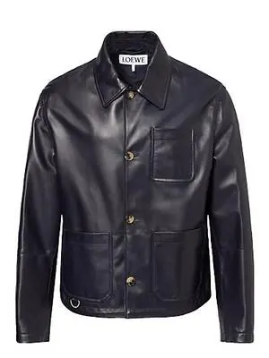 Loewe Workwear Contrast-shell Leather Jacket - Navy Blue