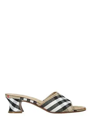 Burberry Sloane 45 Check Canvas Mules - Beige Comb