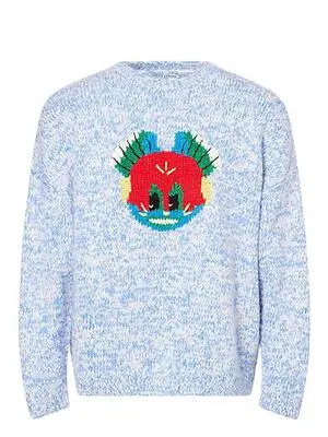 Loewe X Louis Wain Knight Cat Relaxed-fit Wool-blend Jumper - Blue/white