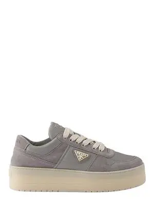 Prada Downtown Bold Re-nylon And Suede Trainers - Grey