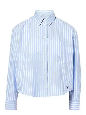 Max Mara Relaxed Fit Striped Cotton Shirt - Light Blue Pinstripes