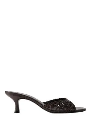 Staud Brigitte Woven Leather Mules - Brown