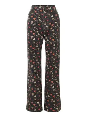 R13 Jane Printed Slim-leg Jeans - Black