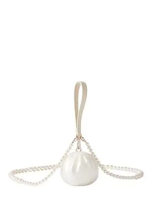 Simone Rocha Egg Dumpling Faux Pearl-embellished Clutch - Cream
