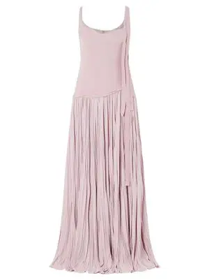 MARMAR HALIM Bow-embellished Pleated Crepe Gown - Pink