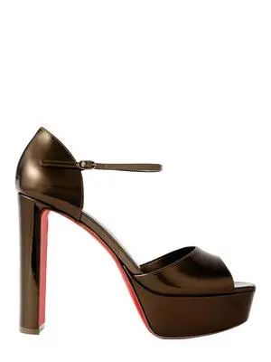 CHRISTIAN LOUBOUTIN Sandaloo 130 Mirrored-leather Platform Sandals - Metallic