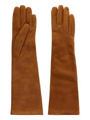 Nour Hammour Suede Gloves - Brown