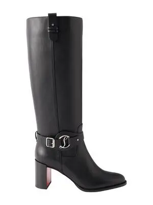 CHRISTIAN LOUBOUTIN Dianouchette Botta 70 Buckled Leather Knee Boots - Black