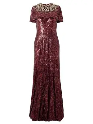Jenny Packham Radiant Sequined Gown - Burgundy