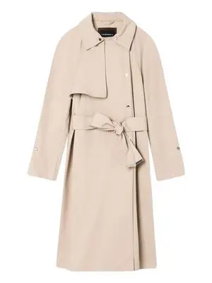 Emporio Armani Water-repellent Technical Cotton Trench Coat - Brown / Neutral