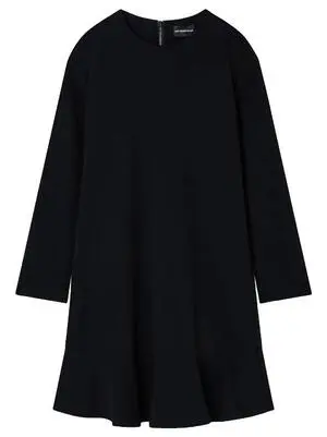 Emporio Armani Scuba Crêpe Dress With Flounce - Black