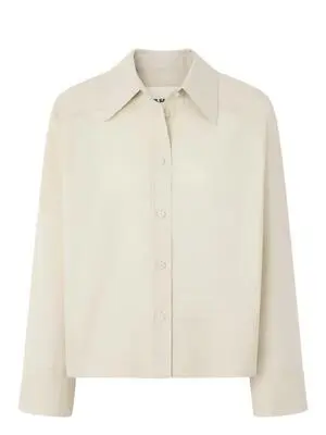 JIL SANDER Cropped Wool-ripstop Shirt - Neutrals