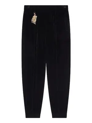 Emporio Armani Chenille Trousers With Ribbing And Charm - Black
