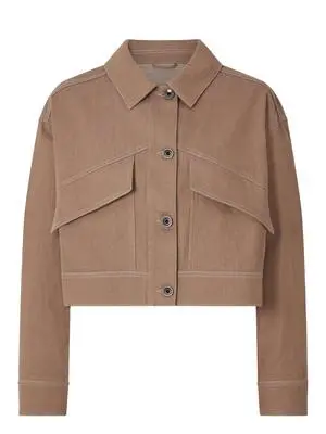 Brunello Cucinelli Cropped Cotton-Twill Jacket Beige