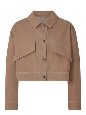 Brunello Cucinelli Cropped Cotton-twill Jacket - Neutrals