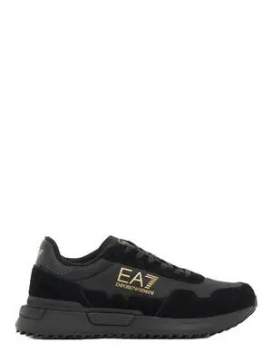 Emporio Armani Sneakers In Fabric And Leather - Black