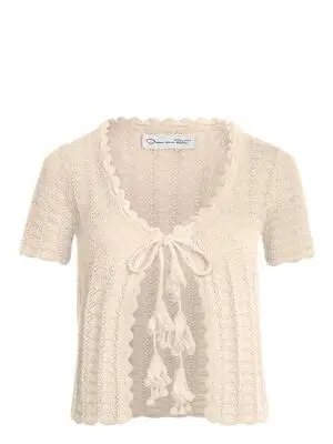 Oscar De La Renta Pointelle Weave Cardigan - Red