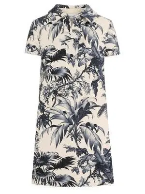 Oscar De La Renta Chiné Palm Leaves Shift Dress - Red
