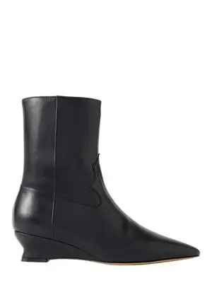 Le Monde Beryl Camille Leather Wedge Ankle Boots - Black