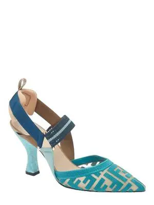 Fendi Colibri Slingback Pumps - Blue