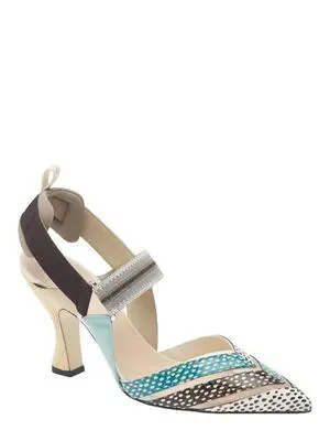 Fendi Colibri Slingback Pump - White Multi
