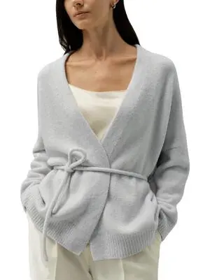 Lilysilk Bouclé Knit Silk-cashmere Wrap Cardigan - Ice