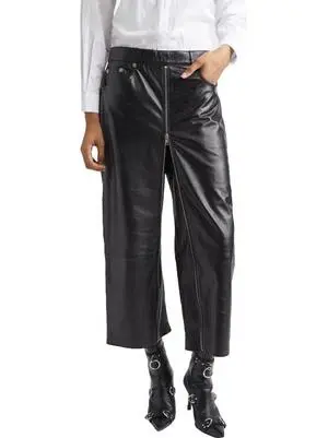 R13 Leather Skirt Pants - Black