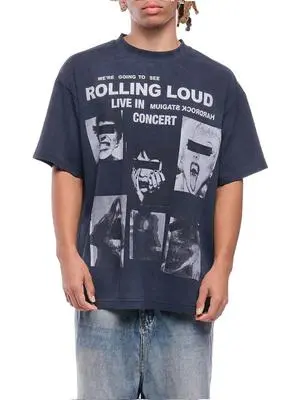 ROLLING LOUD Live In Concert Oversize Cotton Graphic T-shirt - Washed Navy