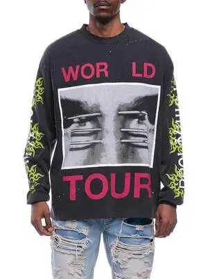 ROLLING LOUD Nailhead Graphic Long Sleeve T-shirt - Washed Black