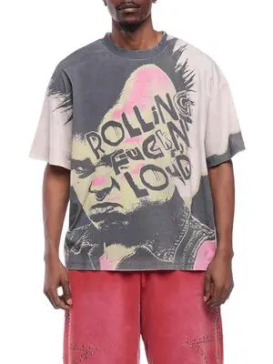 ROLLING LOUD Punk Riot Relaxed Graphic T-shirt - White/grey