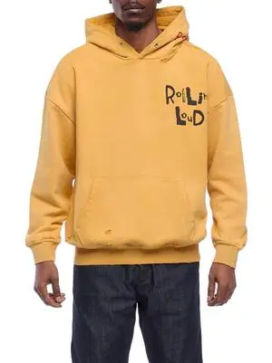 ROLLING LOUD Class Of Chaos Oversized Graphic Hoodie - Washed Yellow