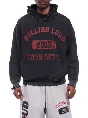 ROLLING LOUD Tour Dept Cotton Graphic Hoodie - Washed Black