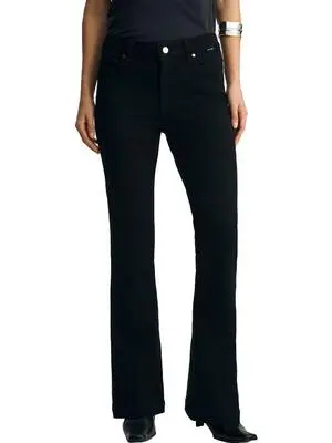 MAVI Sydney Mid Rise Flare Jeans - Double Black Gold Premium