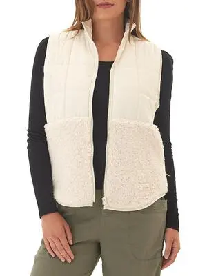 THREADS 4 THOUGHT Janey Faux Shearling Mixed Media Puffer Vest - Tapioca
