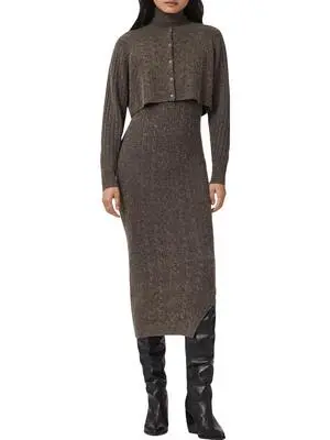 ALLSAINTS Cardigan And Dress Set - Fawn Brown