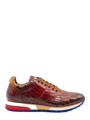 ZELLI ITALIA Rocco Croc-embossed Sneakers - Brown