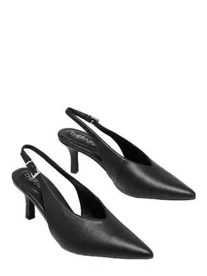 THERAPY AUSTRALIA Jacs Slingback Pointed Toe Pumps - Black Smooth Pu