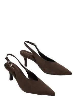THERAPY AUSTRALIA Jacs Slingback Pointed Toe Pumps - Chocolate Microsuede