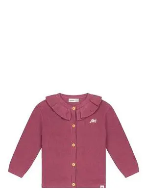BABYFACE Knit Cardigan With Ruffle Collar - Burgundy