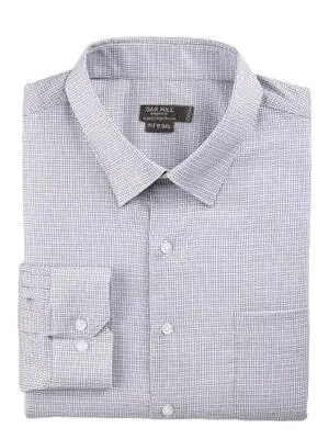 OAK HILL PREMIUM BY DXL Big & Tall Textured Check Patterned Dress Shirt - White