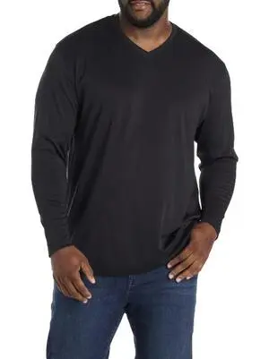 Robert Barakett Big & Tall Georgia Long-sleeve V-neck T-shirt - Black
