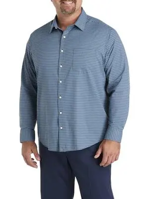 UNTUCKIT FIT BY DXL Big & Tall Delune Plaid Performance Sport Shirt - Blue