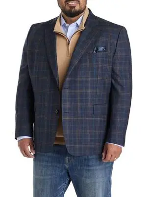 TALLIA Big & Tall Plaid Sport Coat - Navy