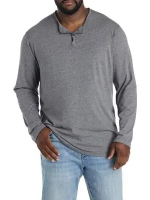 Lucky Brand Big & Tall Venice Burnout Notched Henley Long-sleeve Shirt - Jet