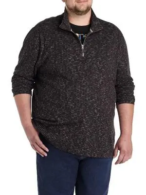 ROBERT GRAHAM DXL Big & Tall Quarter-zip Pullover - Black