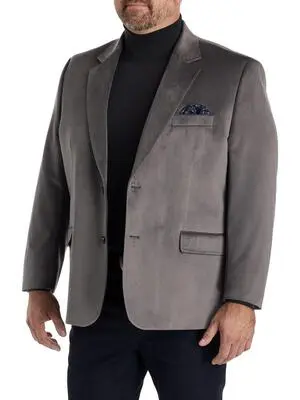 OAK HILL BY DXL Big & Tall Velvet Sport Coat - Charcoal