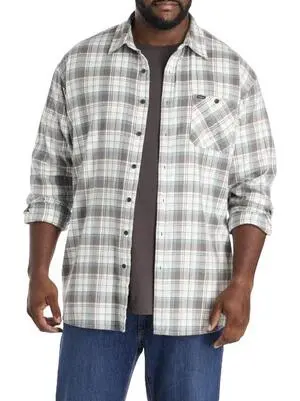 O'Neill Big & Tall Redmond Plaid Stretch Flannel Sport Shirt - White