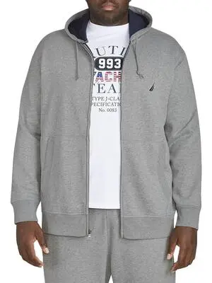 NAUTICA Big & Tall Full-zip Fleece Hoodie - Stone Heather Grey
