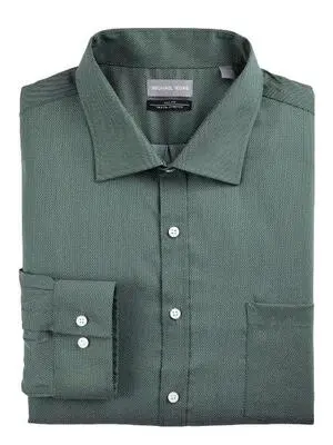 Michael Kors Big & Tall Micro Patterned Performance Dress Shirt - Green