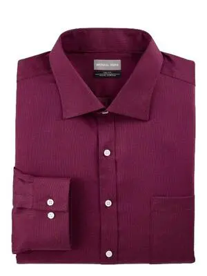 Michael Kors Big & Tall Micro Patterned Performance Dress Shirt - Wine